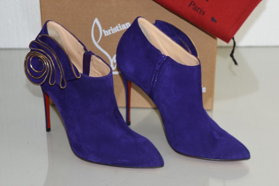 $1395 NEW Christian Louboutin MRS Baba 100 Ankle Boots Purple Suede ...