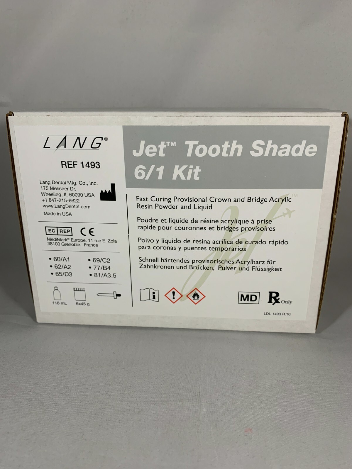 Lang Jet Tooth Shade (6/1 Kit) Fast Curing C&B Acrylic Resin Powder ...