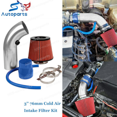3" Universal Car Cold Air Intake Filter Air Filter Induction Flow Hose ...