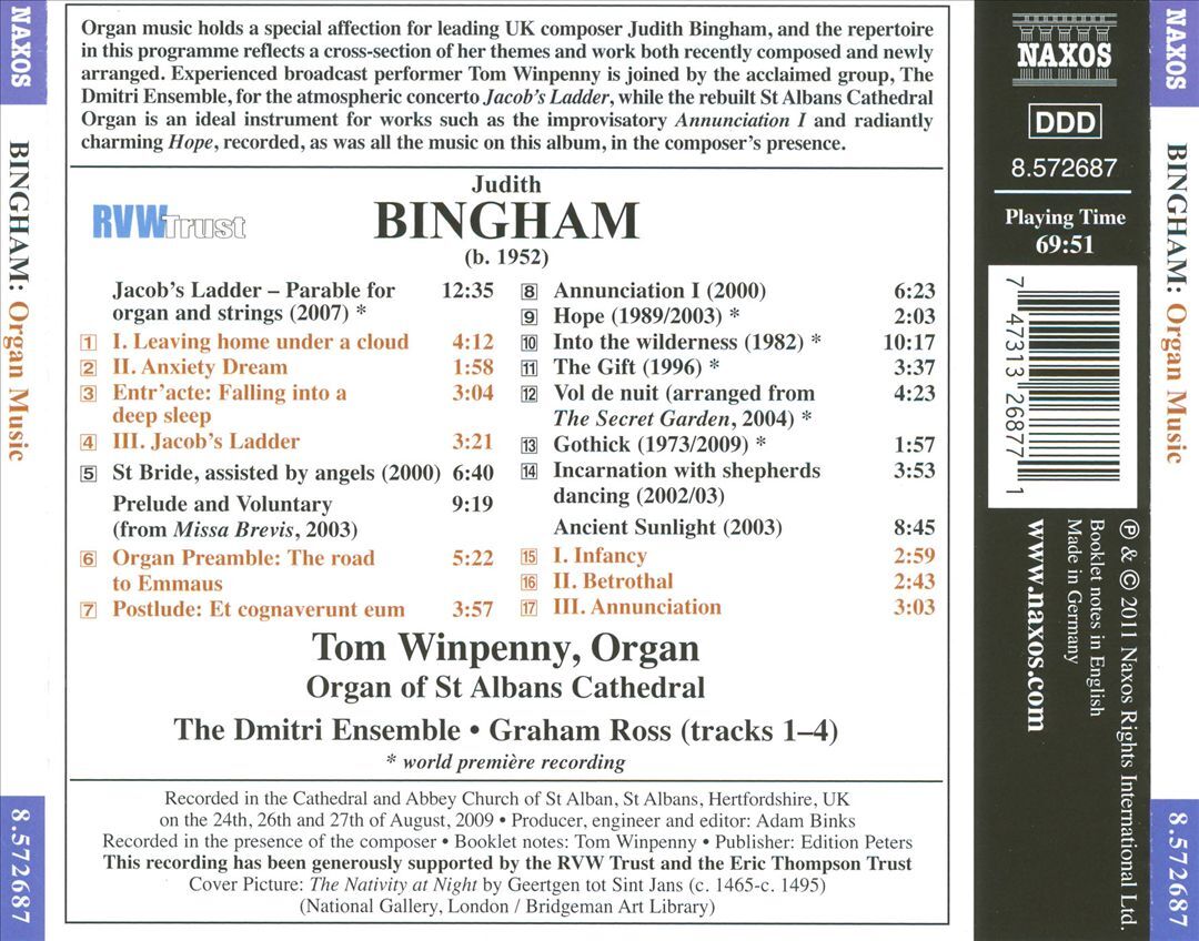 JUDITH BINGHAM: ORGAN MUSIC NEW CD 747313268771| eBay