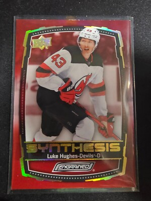 2023-24 UD Engrained Luke hughes Synthesis Red rookie | eBay