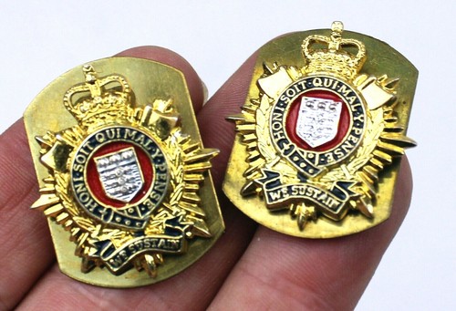 Pair of BRITISH ARMY RLC ROYAL LOGISTIC CORPS COLLAR BADGES UNISSUED ...