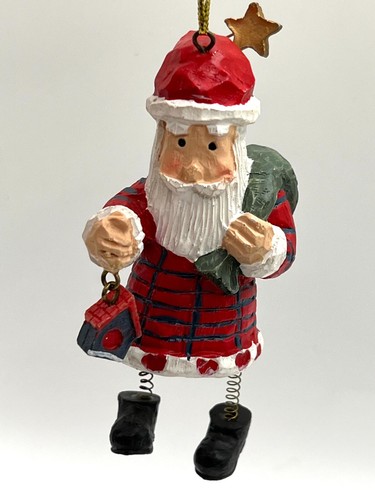 Vintage Primitive Hand Carved Wooden Santa Christmas Ornament Spring ...