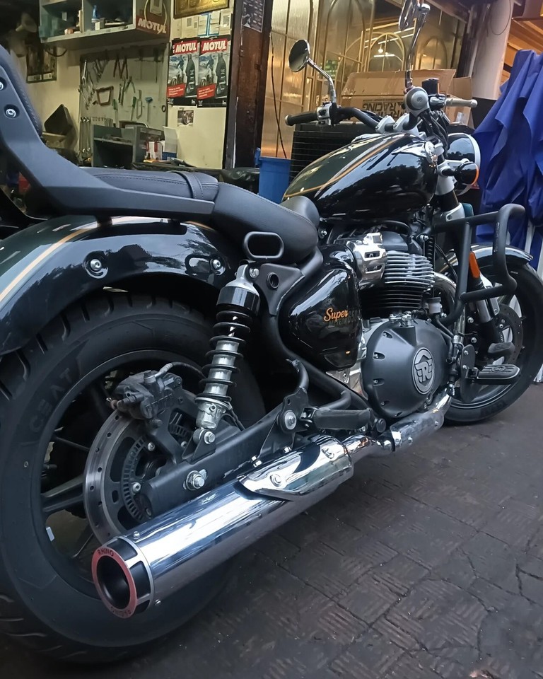 RHINO RACING STAINLESS STEEL EXHAUST FIT FOR ROYAL ENFIELD SUPER METEOR ...