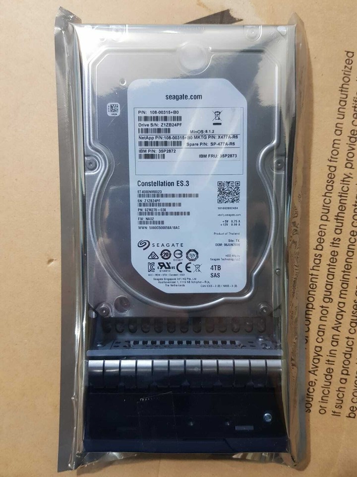 NetApp 4TB 7.2K SAS 3.5" X477A-R6 SP-477A-R6 108-00315 32P2873 ...