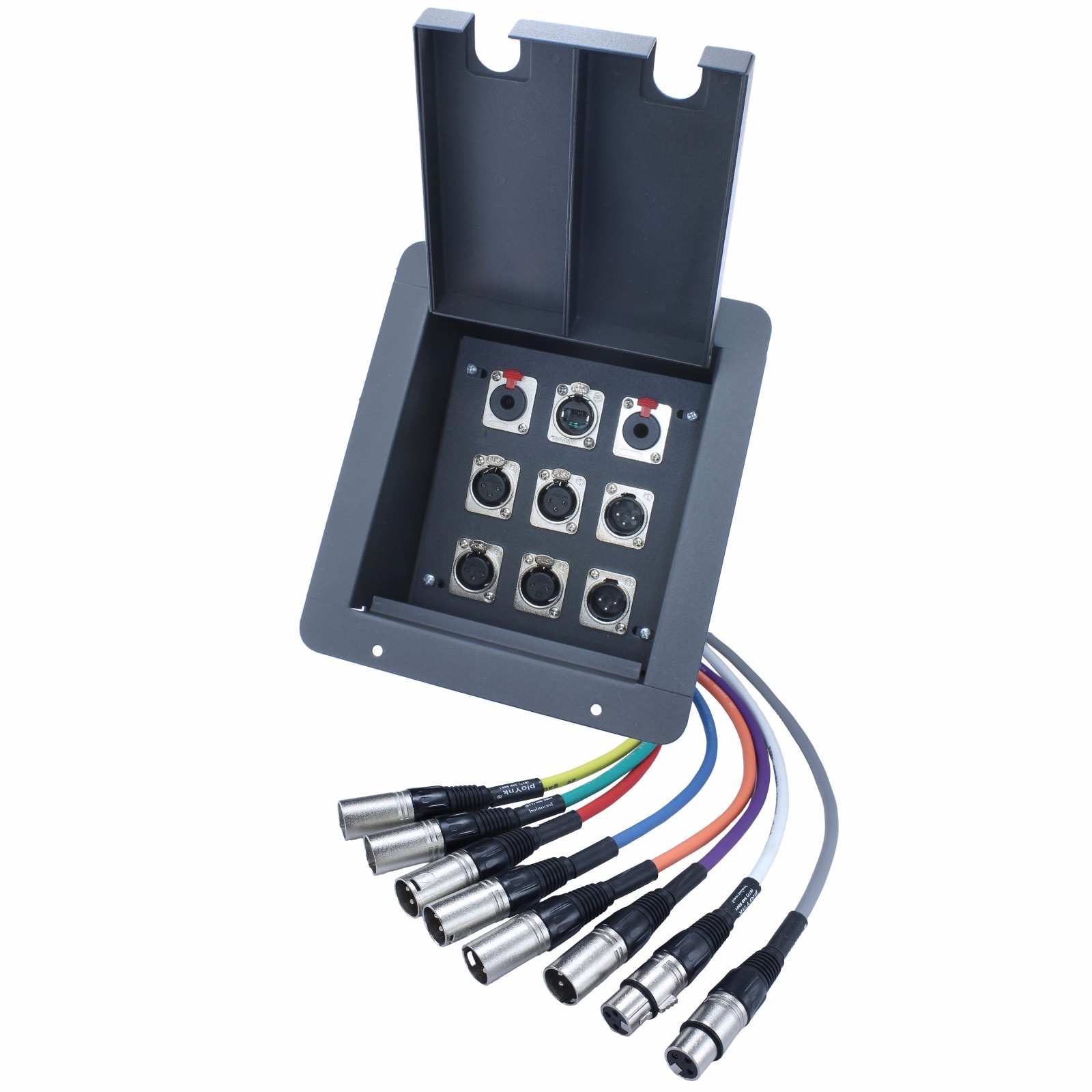 Recessed stage audio floor box XLR female mic male connectors jacks 1/4 ...