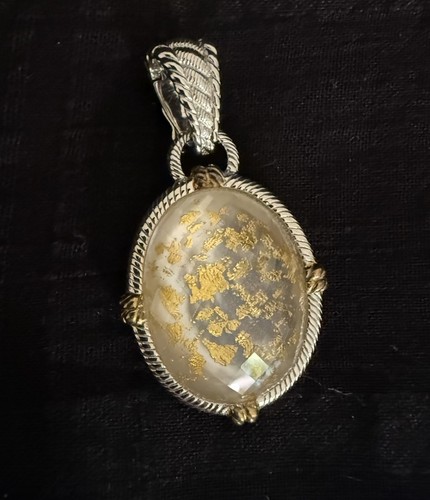 Judith Ripka Sterling Silver Yellow Gold Flake Stone Doublet Enhancer ...