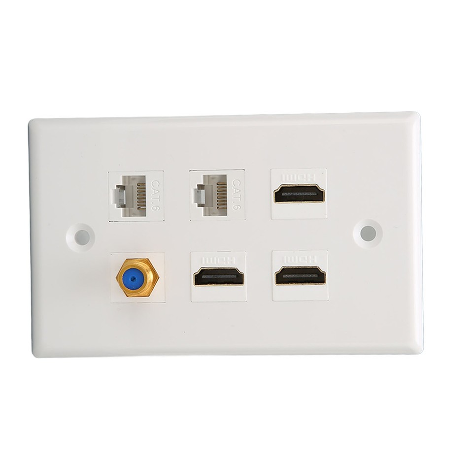 ﹣HD Multimedia Interface Wall Plate 6 Ports TV F Head CAT6 Network AV ...