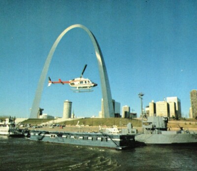 Floating Heliport Old St. Louis Levee Fostaire Helicopters Vintage ...