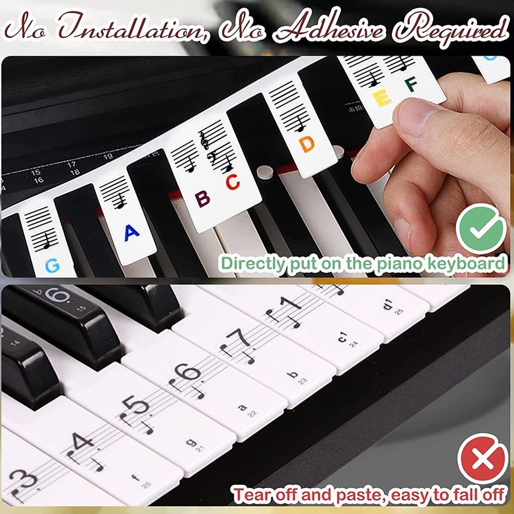 Removable Piano Keyboard Note Labels Reusable Silicone Piano Stickers ...