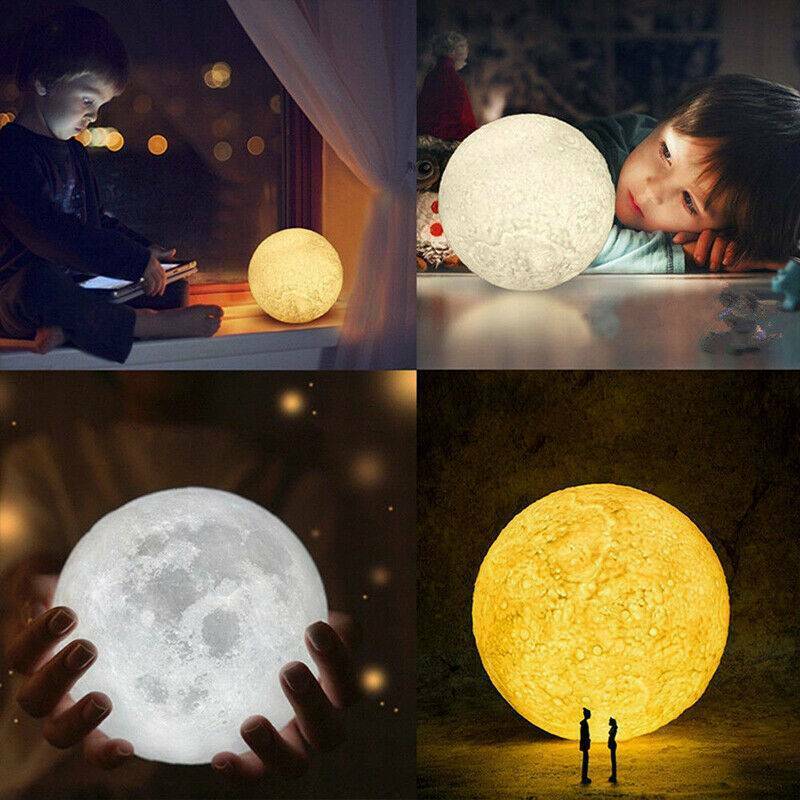 3D Moon Lamp Touch Moonlight LED Night Lunar Light 16 Color USB ...