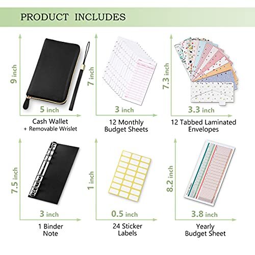 Cash Envelope Wallet All in One Budget System with 12X Tabbed Cash ...