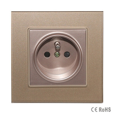 Luxury French Socket Golden Crystal Glass Switch 2 Pin French Wall Plug ...