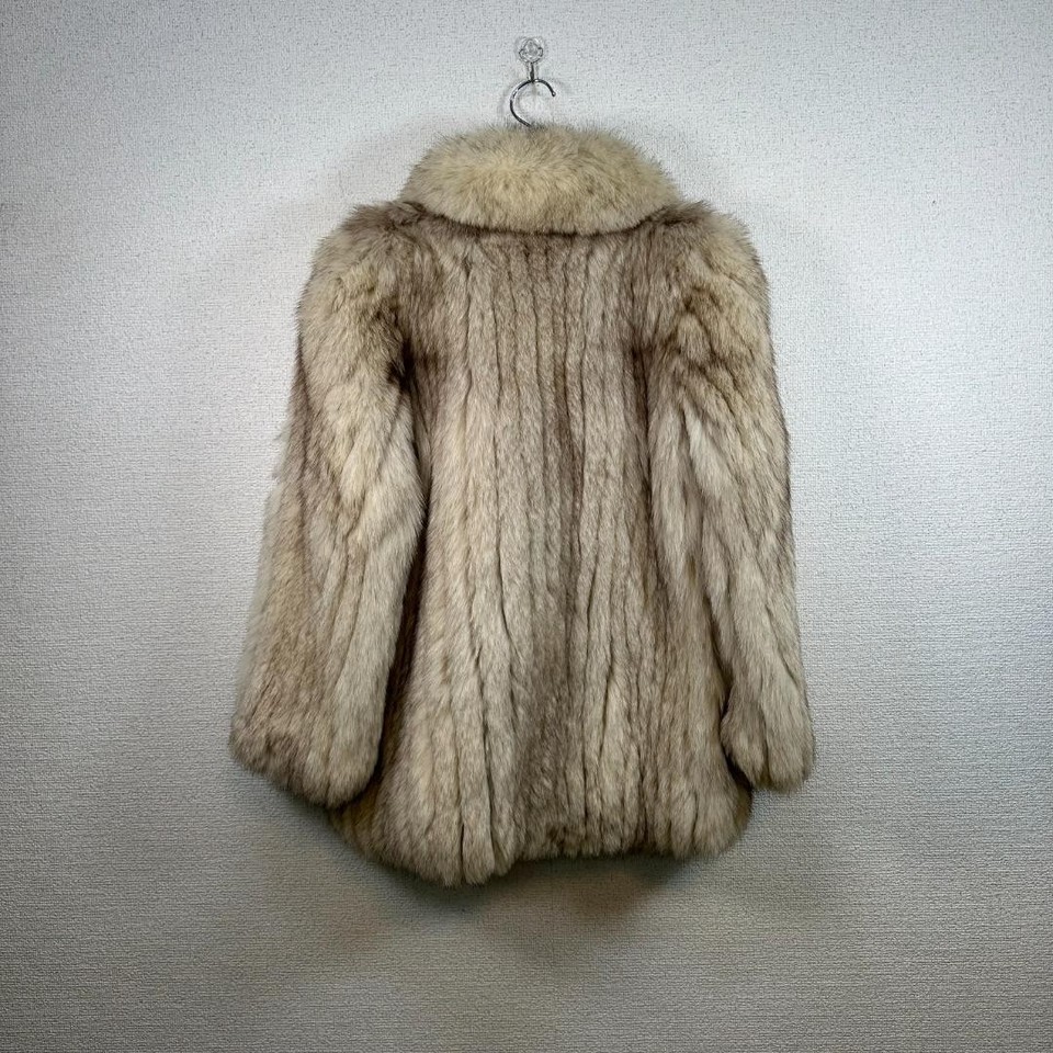 EMBA Blue Fox Fur Coat Off-White Size 11 Women Authentic From Japan | eBay