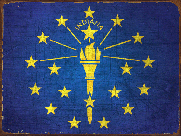 Indiana State Flag Metal Sign Framed on Rustic Wood, Americana, Rustic ...