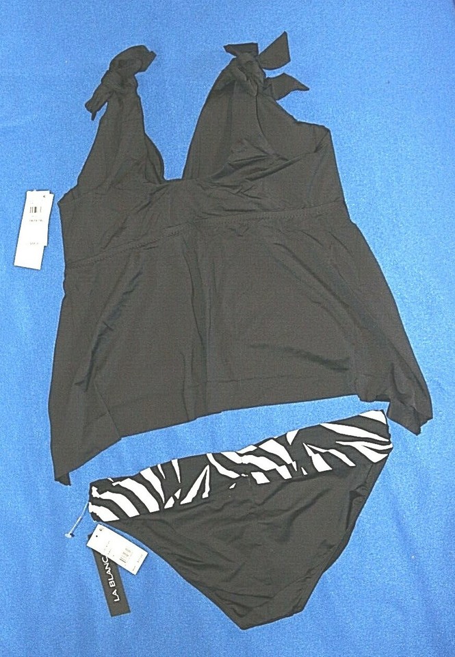 Becca Black Tankini Top size 16 with LaBlanca Blk/Wht size 14 Btms Rtl ...