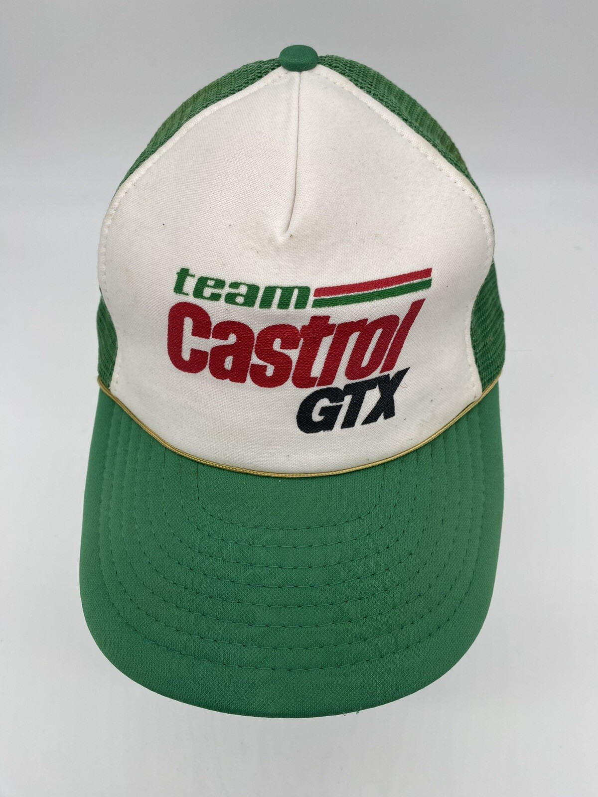 Vintage Team Castrol GTX Racing Snapback Trucker Hat Cap Green Yellow ...