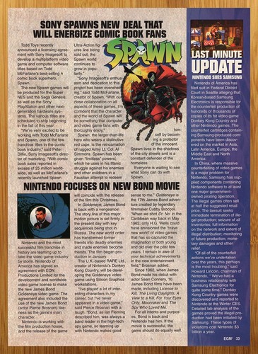 1994 Spawn/Goldeneye SNES N64 Print Ad/Poster Todd McFarlane James Bond ...