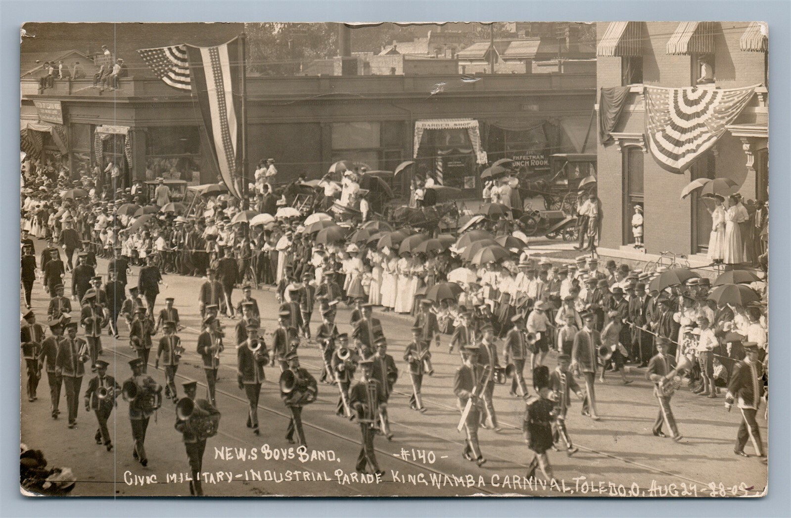 TOLEDO OH KING WAMBA CARNIVAL PARADE 1909 ANTIQUE REAL PHOTO POSTCARD ...