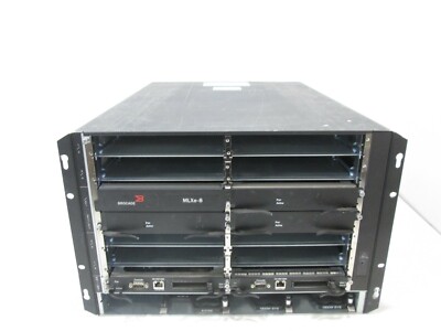 Brocade MLXe-8 Chassis w/ Power, Fans, NI-X-16-8-HSF, NI-MLX-MR, RX-BI ...