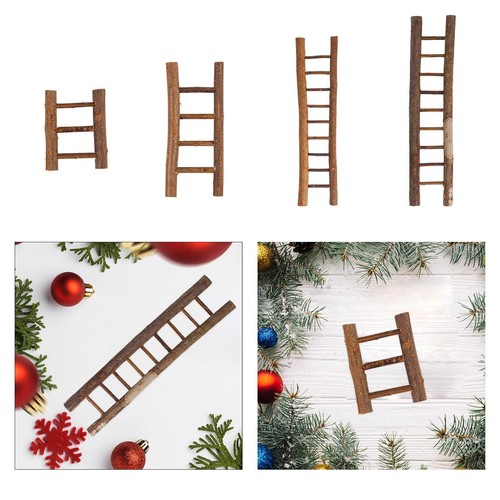 Mini Christmas Ladder Miniatures Wooden Decor Ornaments Tiny Ladder for ...