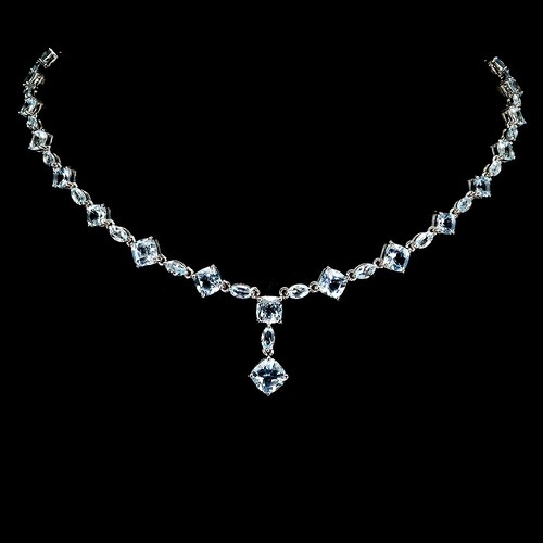 925 Sterling Silver Necklace Cushion Sky Blue Topaz 7mm Gemstone ...