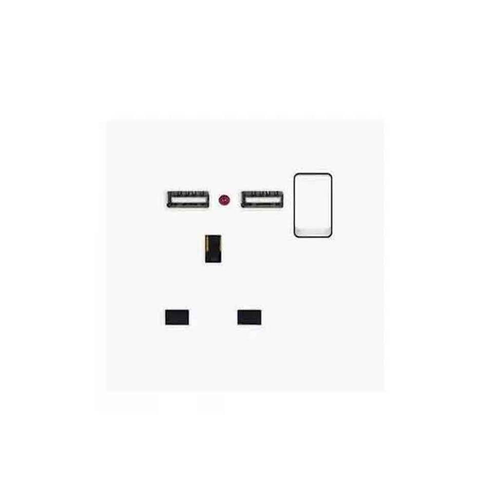 1-10x Double Wall Plug Socket 2 Gang 13A with USB Type C Port Outlets ...