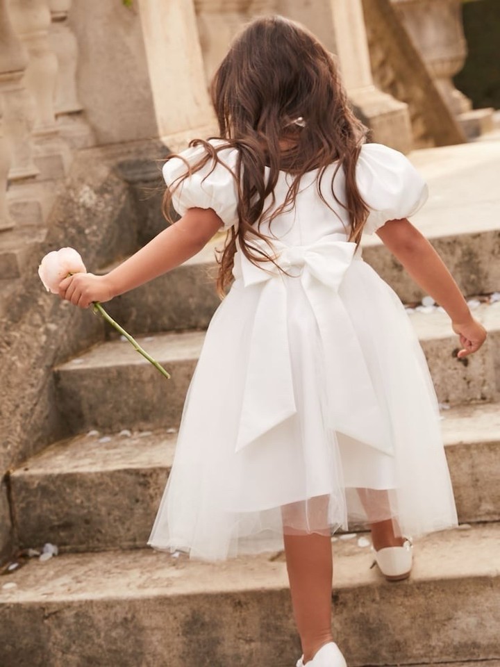 Lipsy Girls Age 3 98cm Ivory Puff Sleeve Bridesmaid Flower Girl ...