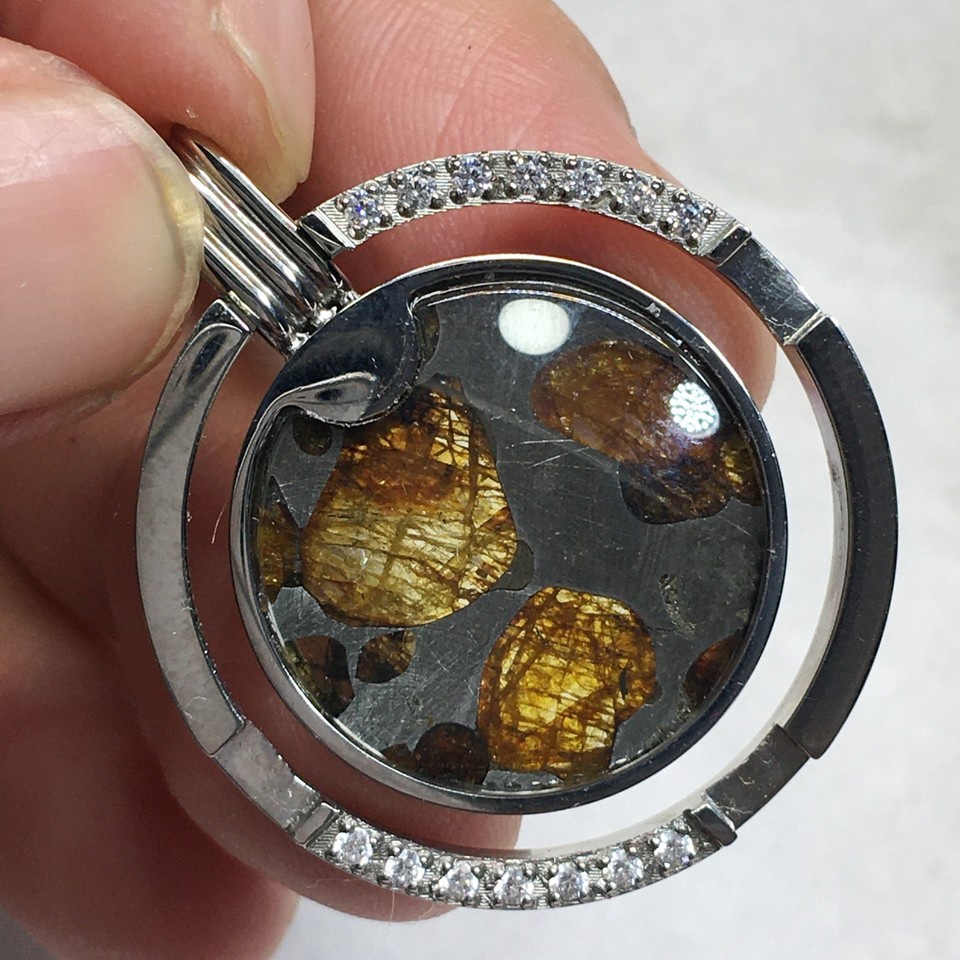 49.05Ct Rare Pallasite Meteorite Pendant Brenham Meteorite Necklace | eBay