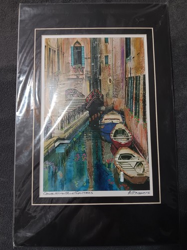 Matted Print - "Canal with Blue Shutters" by Martin Roberts | eBay