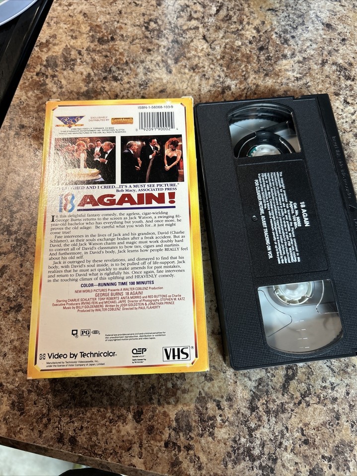 18 Again! (VHS) George Burns Charlie Schlatter Tony Roberts Anita ...