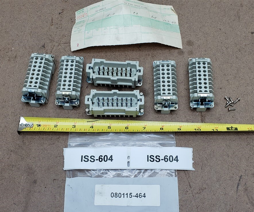 Lot of 6 Harting HAN-16E-STI Han-16E-sti 16 Pin Male Plugs 16A 380V New ...