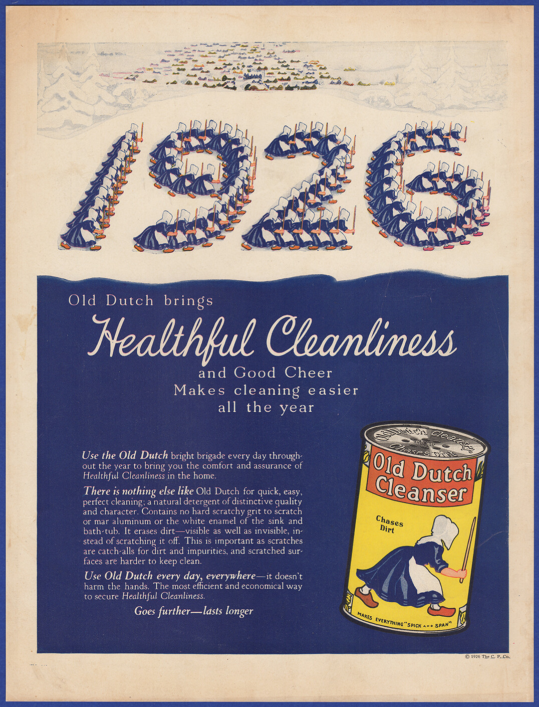 Vintage 1926 OLD DUTCH Cleanser Powder Polish Kitchen Art Decor 1920's ...