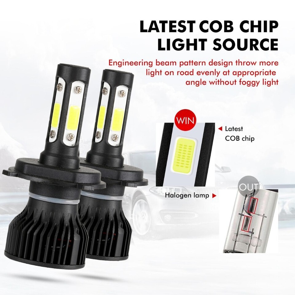 4-sides HB2 H4 9003 Super White 2800000LM Kit LED Headlight Bulbs High ...