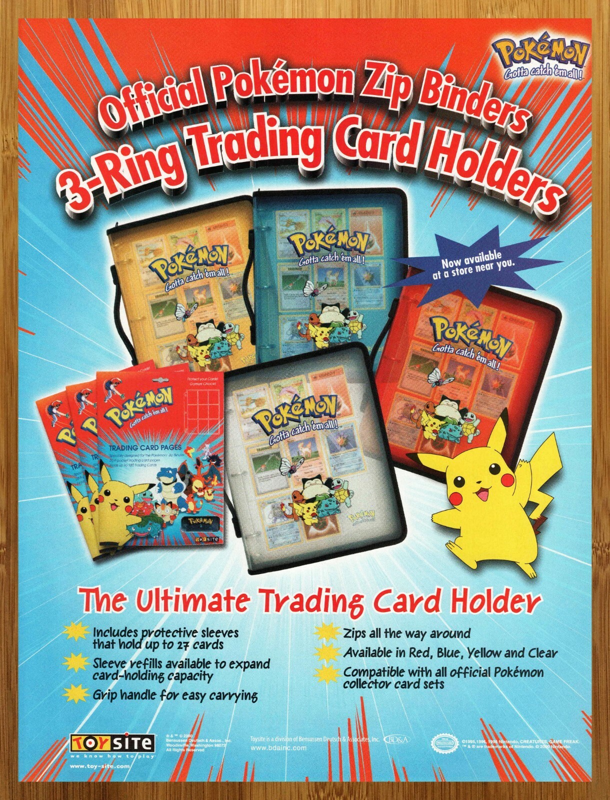 2000 Pokemon TCG Trading Cards Zip Binders Print Ad/Poster Official ...