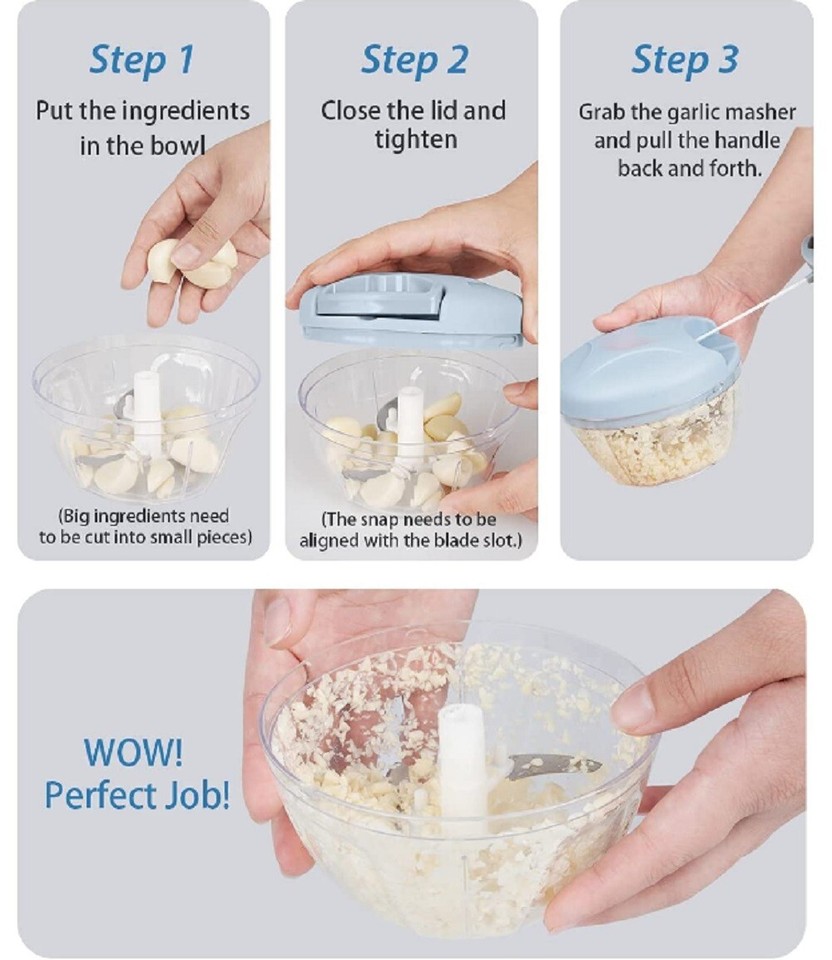 Manual Food Chopper Hand Pull String Portable Onion Garlic Vegetable ...