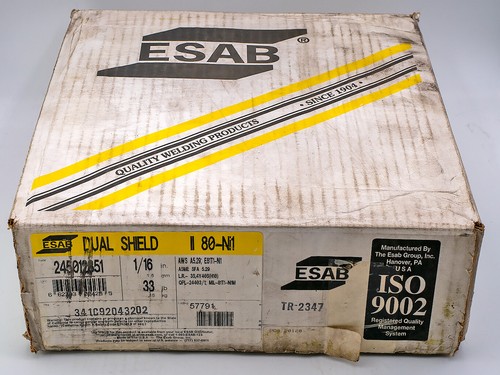ESAB DUAL SHIELD II 80Ni1 MIG WELDING WIRE 1/16" 245012851, 33# Spool ...