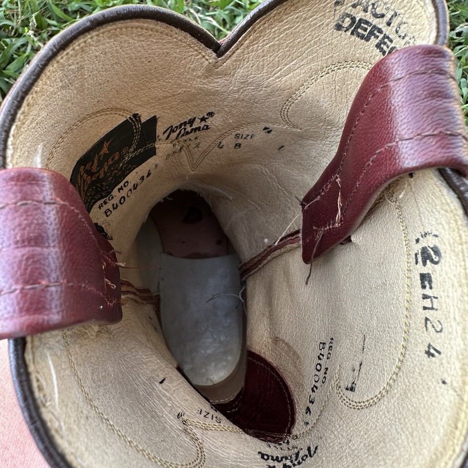 Vintage Tony Lama Roper Boots Womens Size 4.5 B Red Taylor Swift Rodeo ...