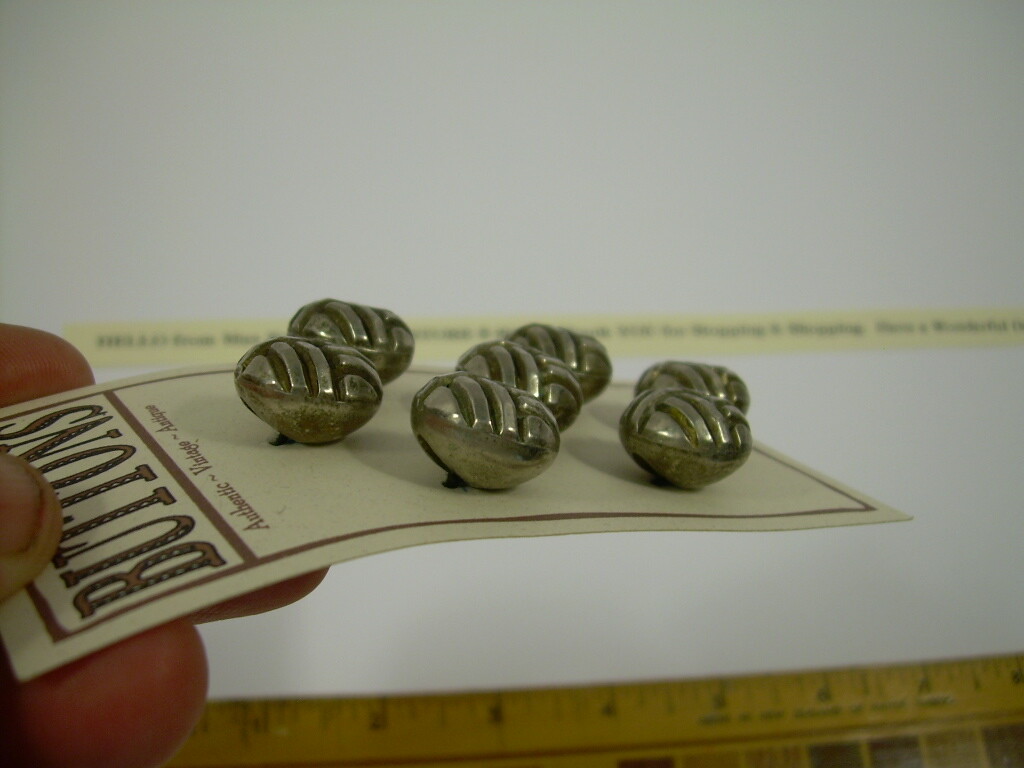7 FANCY Silver Metal Buttons ½" * VINTAGE * * * * OLD STOCK Chunky ...