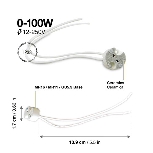 5 Pack Mini Bi-pin Socket Led Light MR11 MR16 Halogen Bulbs Base lamp ...