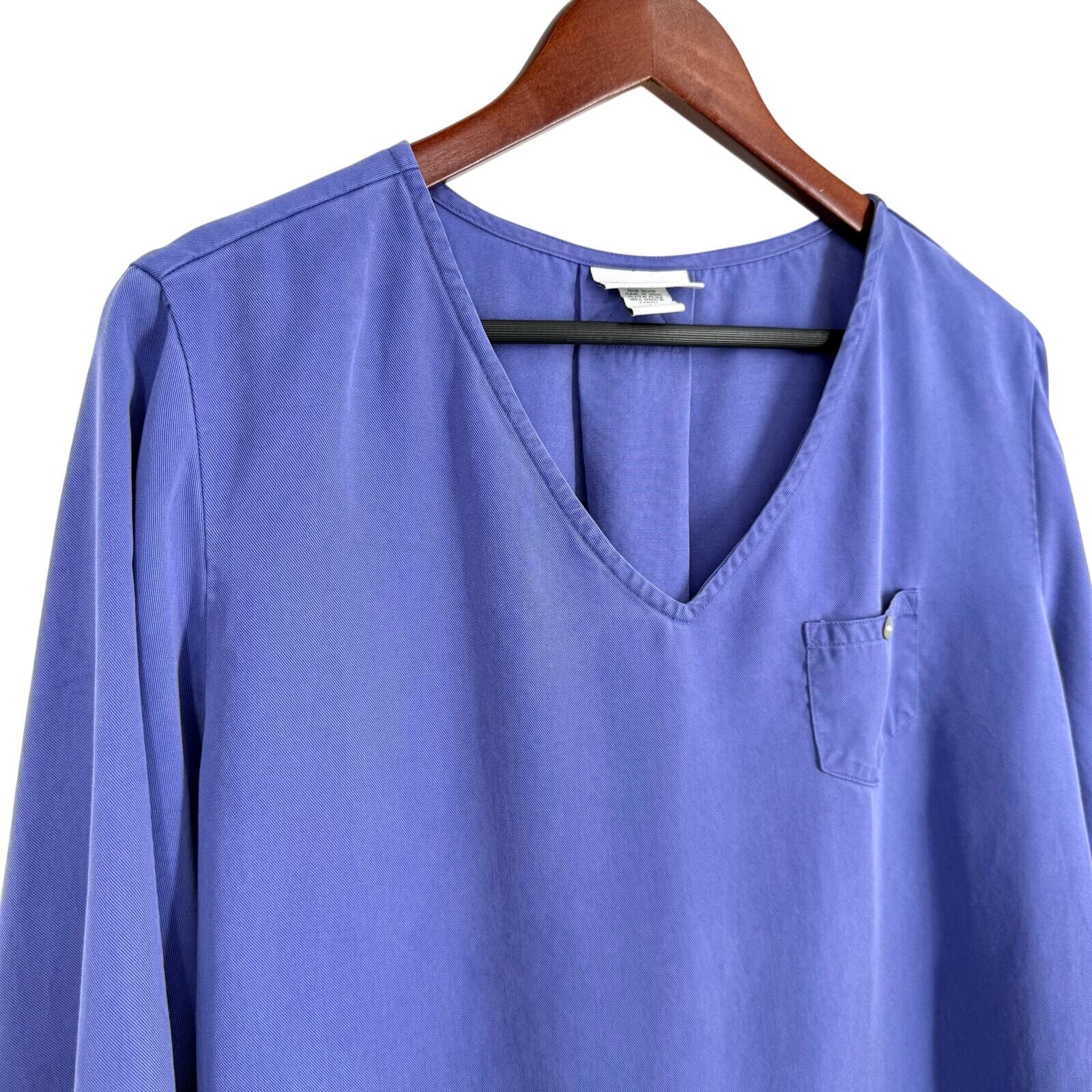 Soft Surroundings Sz Large Purple Periwinkle Long Sleeve Chambray Shirt ...