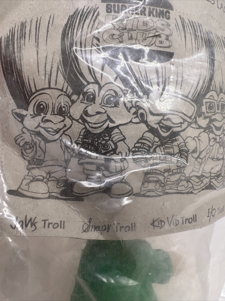 Burger King Glow in the Dark Troll I/Q Orange Hair Green Jacket toy ...