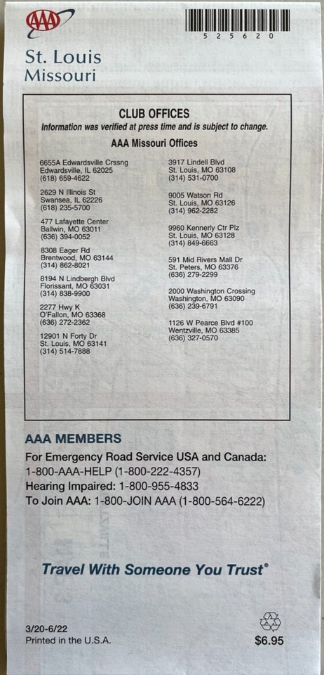 New AAA ST. LOUIS MISSOURI ROAD MAP Highway MO CITY SERIES Latest 2022 ...