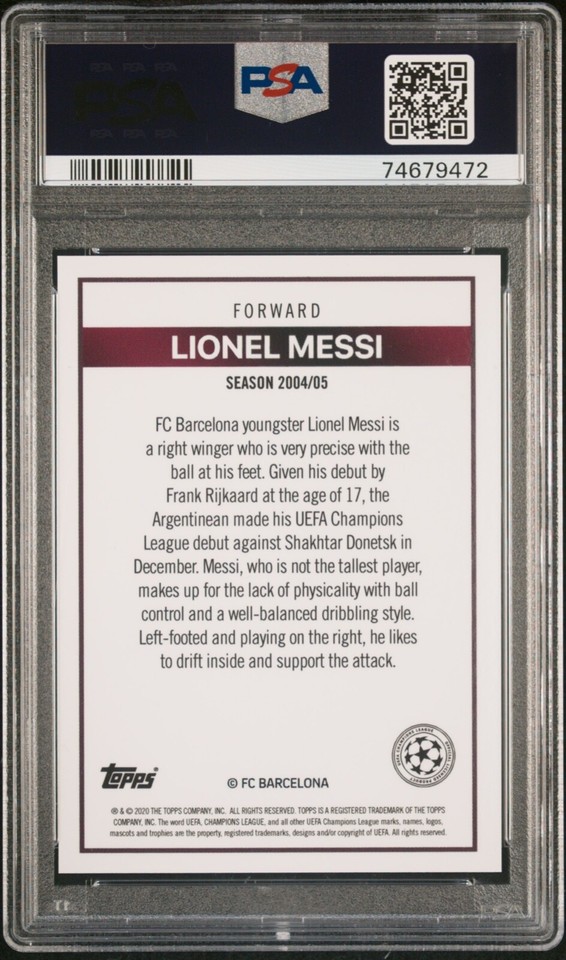 Lionel Messi 2020 Topps UCL Lost Rookie RC AUTO /49 BARCELONA PSA A/9 ...