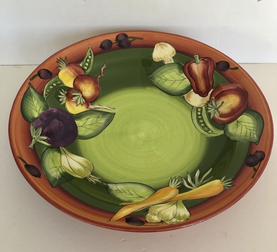 GATES WARE BY LAURIE GATES VEGETABLE THEME PASTA BOWL/SERVING BOWL 14 ...