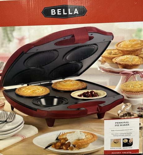 Bella 4 Slot Personal Pie Maker Baking Sweet Savory Hand Pies Red ...
