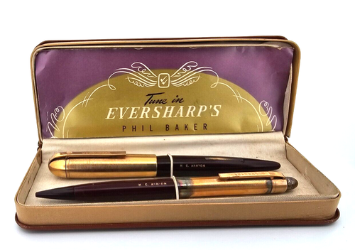 Eversharp SKYLINE Fountain Pen & Pencil 14K YGF Box Set 14K Nib Lever Fill MONO | eBay