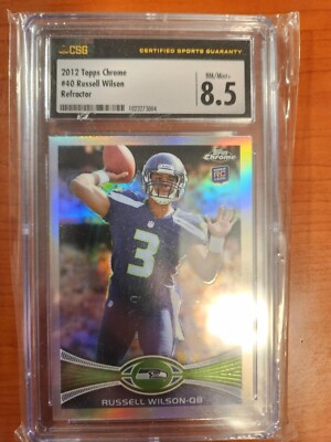 2012 TOPPS CHROME REFRACTOR RUSSELL WILSON ROOKIE FOOTBALL CARD CSG 8.5 ...