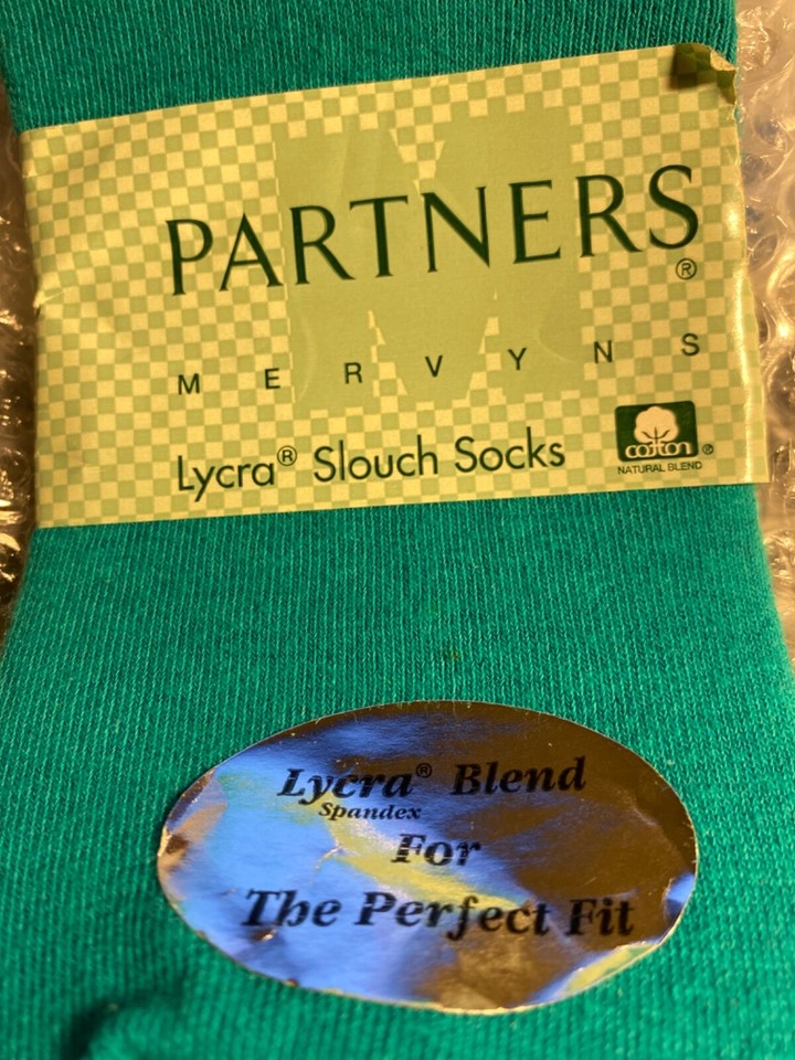 Vintage Slouch Socks Mervyn's Partners GREEN 80s 90s Womens Sizes 9-11 ...