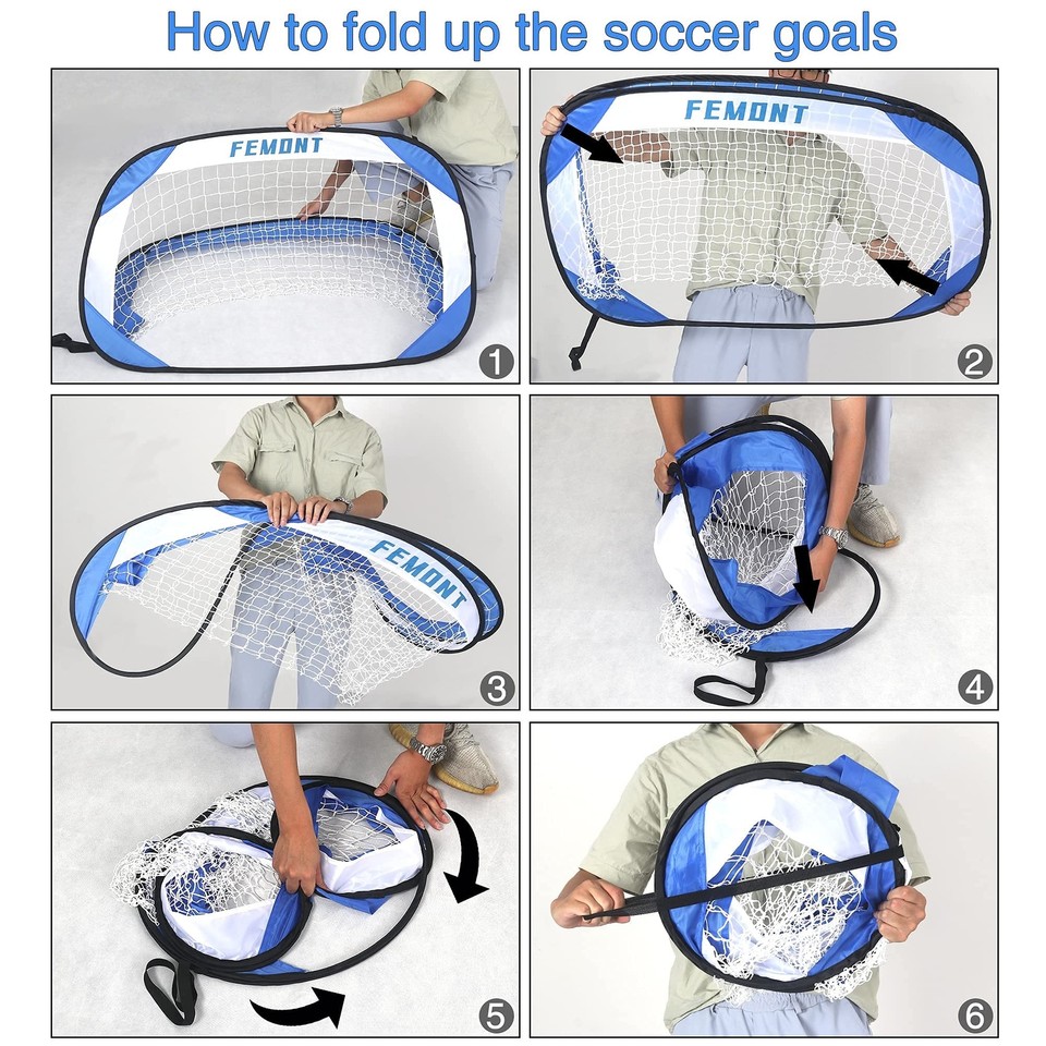 Soccer Goals Set for Backyard, 4x2.5FT Portable Pop Up Soccer Nets with ...